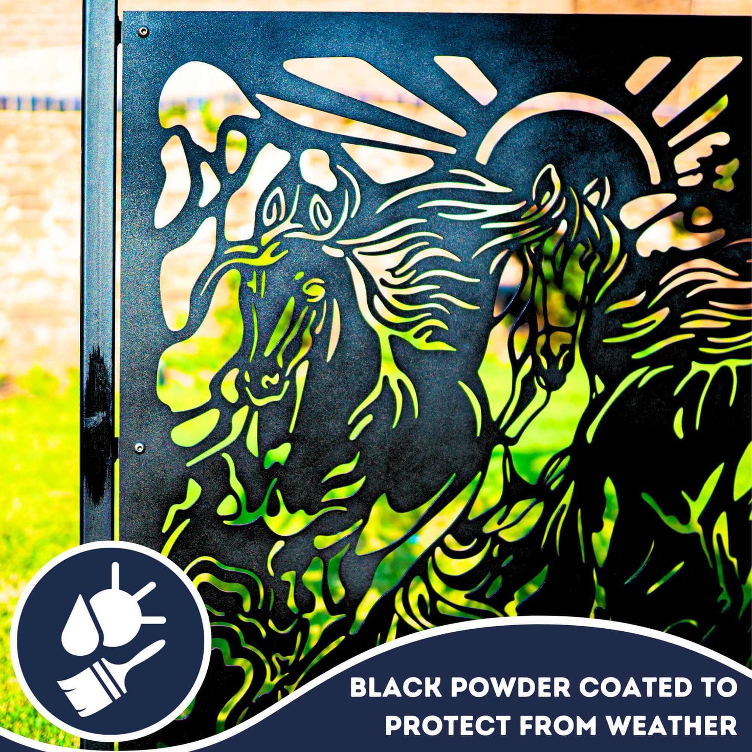 Metal Fence Garden Panels Running Horses – logifirepits