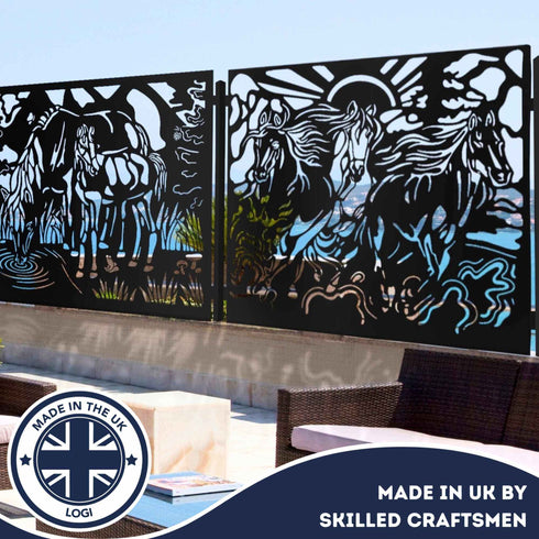 Metal Fence Garden Panels Running Horses – logifirepits